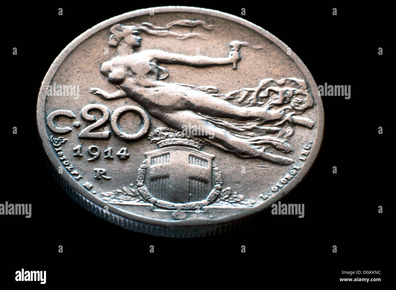 1914 20 Centesimi Italy coin Stock Photo - Alamy