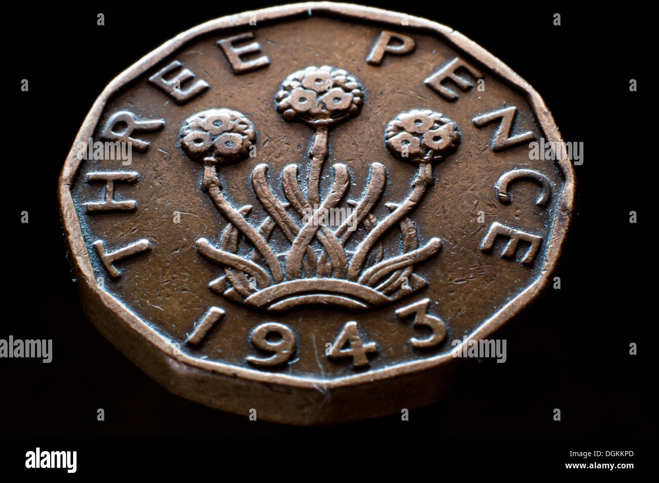 1943 George V1 British threepence coin Stock Photo - Alamy