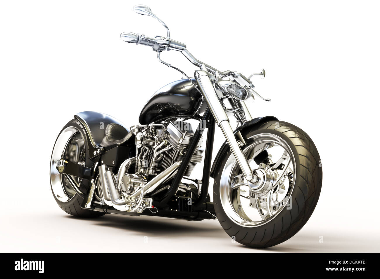 Custom black motorcycle on a white background Stock Photo - Alamy