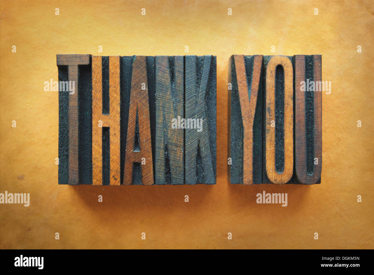 The words THANK YOU written in vintage letterpress type Stock Photo - Alamy