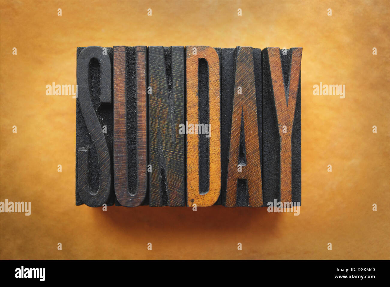 The word SUNDAY written in vintage letterpress type Stock Photo - Alamy