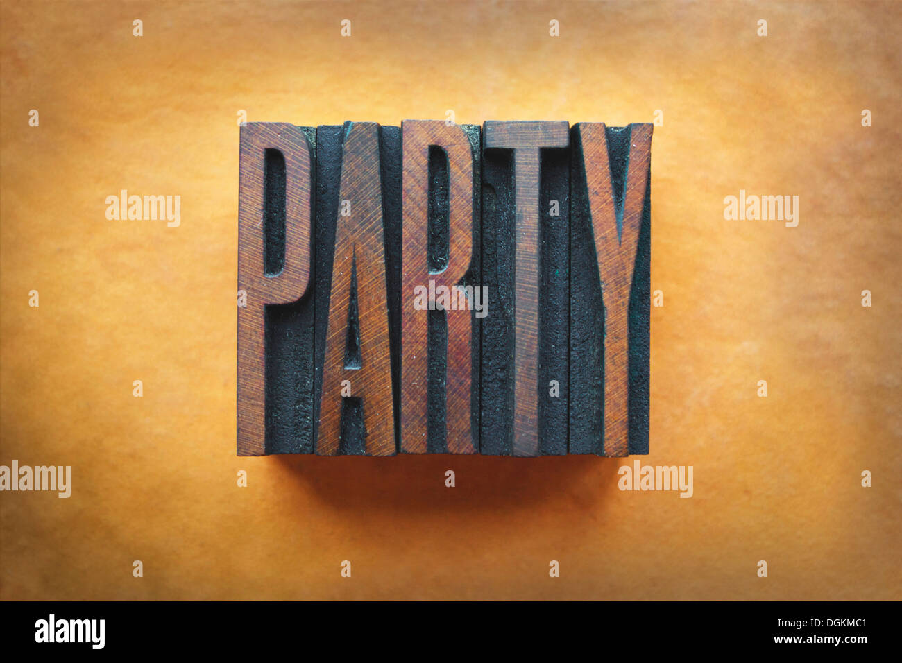 The word PARTY written in vintage letterpress type Stock Photo - Alamy