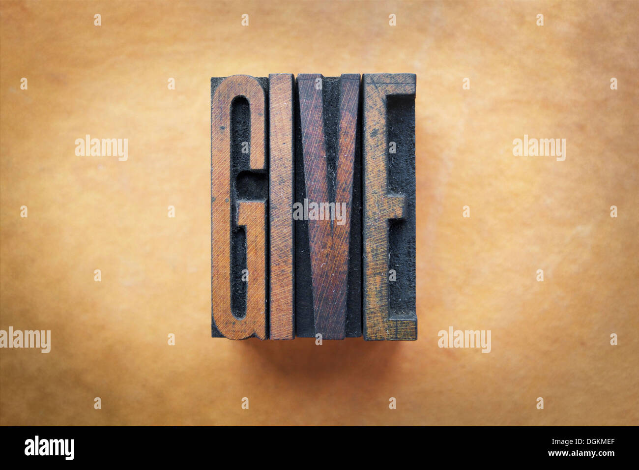 The word GIVE written in vintage letterpress type Stock Photo - Alamy