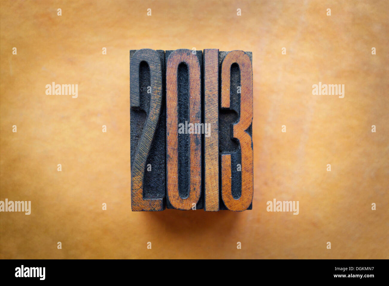 The year 2013 written in vintage letterpress letters Stock Photo - Alamy