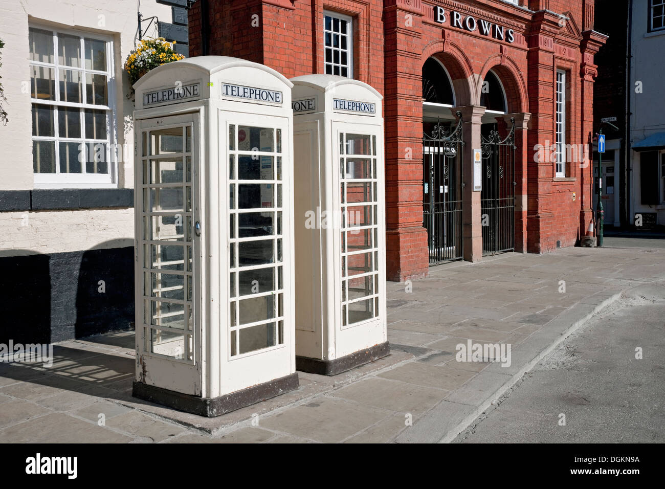 Cream telephone boxes in Beverley Stock Photo - Alamy