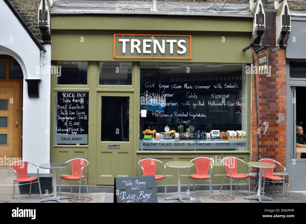 Trents cafe on Leather Lane Stock Photo - Alamy