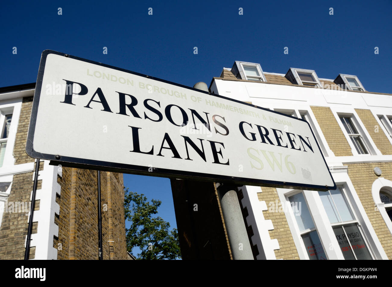 Parsons Green Lane SW6 street sign Stock Photo - Alamy