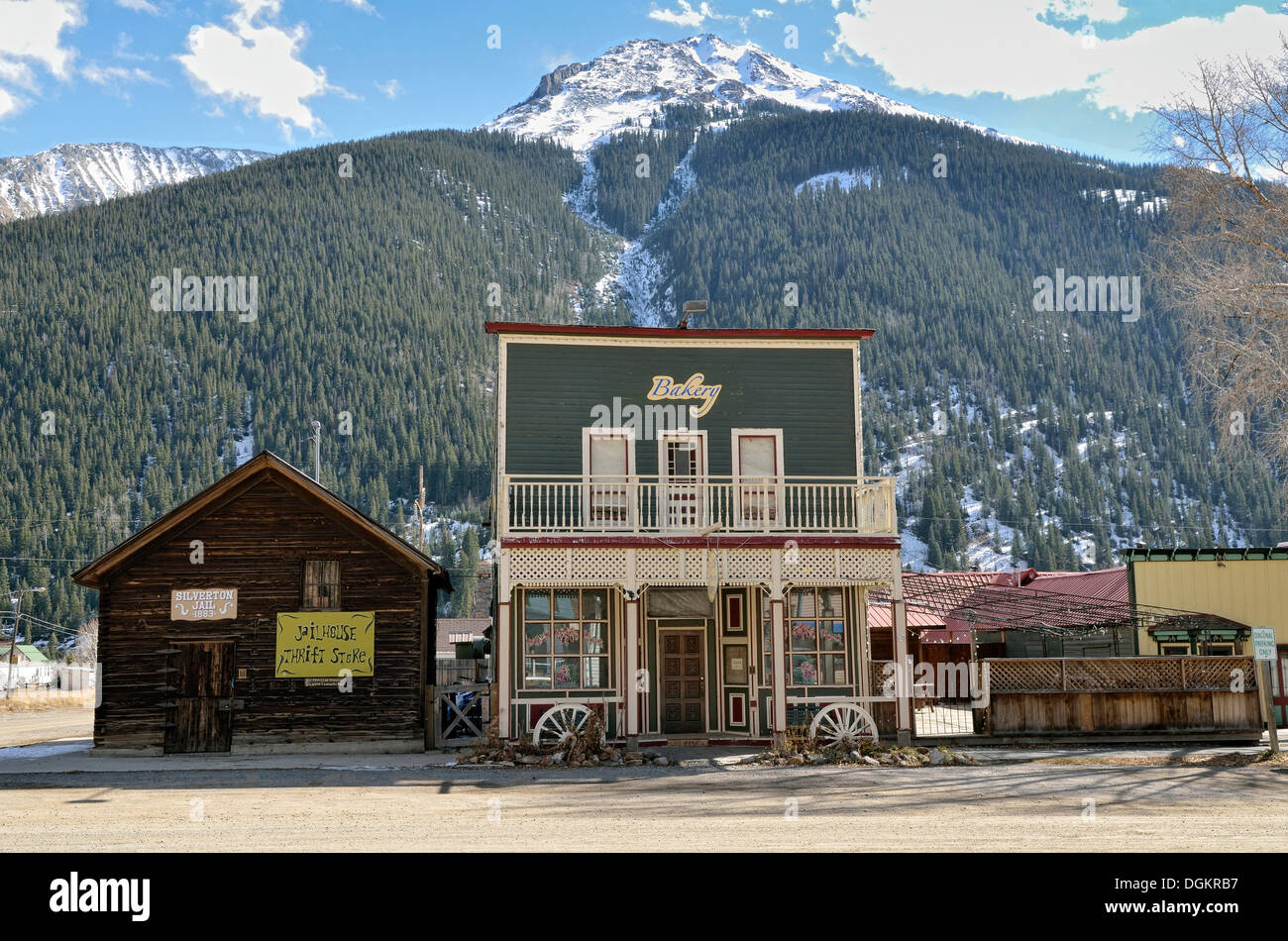 Historic buildings, the prison and the bakery, silver mining town of ...