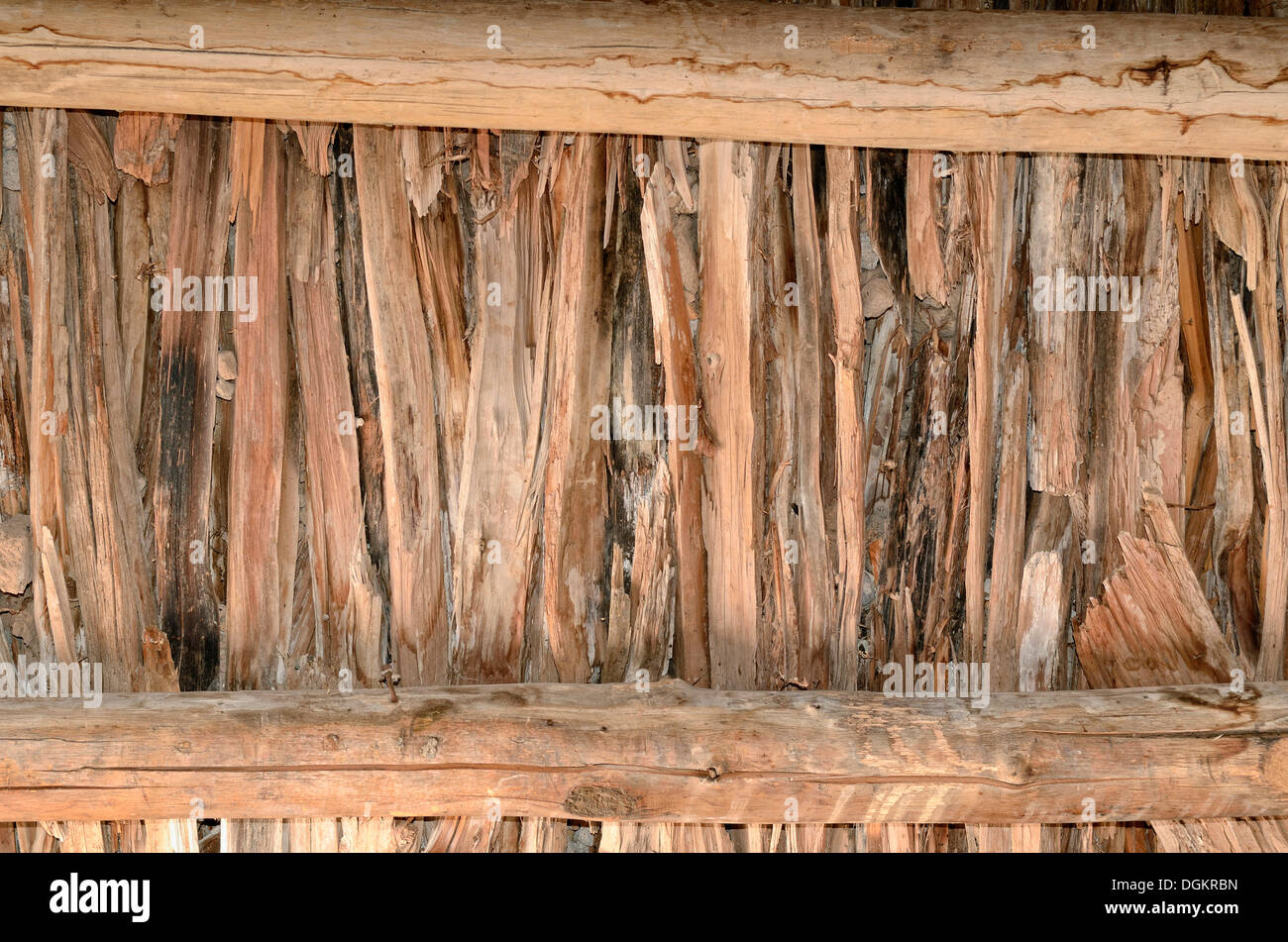 Beamed ceiling, historic Anasazi settlement, Aztec Ruins National ...