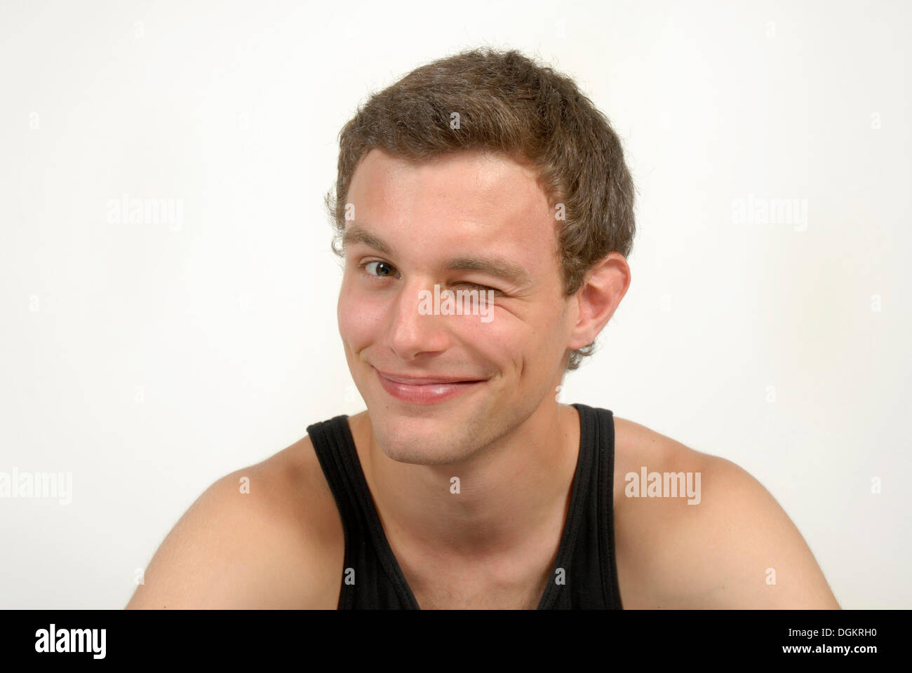 Squinting one eye hi-res stock photography and images - Alamy