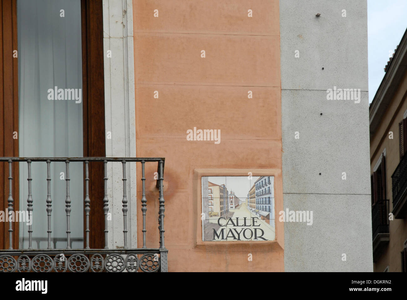 Street sign, Calle Mayor, the main street of the historic town centre ...