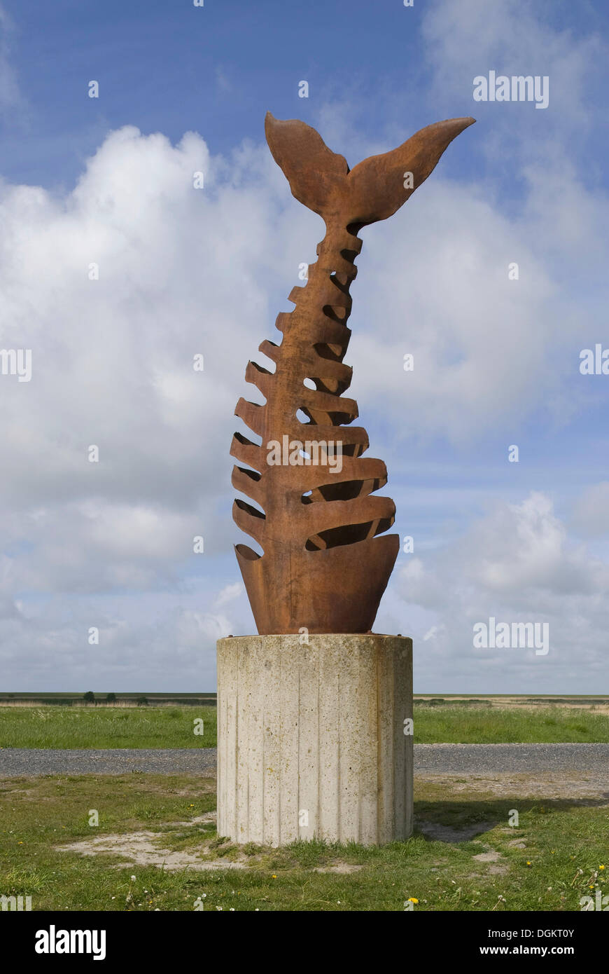 Sculpture fish bone, left side of the harbor, Greetsiel, Krummhoern ...