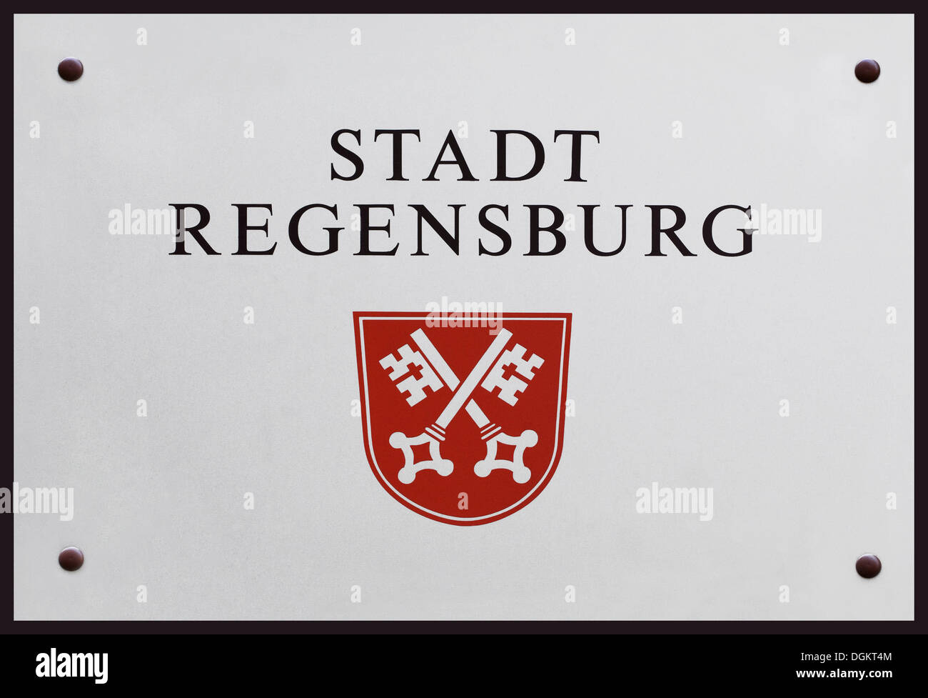Sign, City of Regensburg, with coat of arms Stock Photo - Alamy