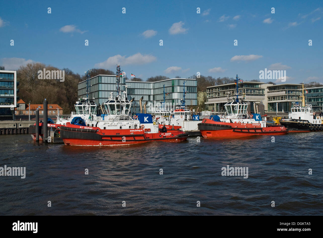Harbour tugs in the Port of Hamburg, Elbe river, Hamburg Stock Photo ...