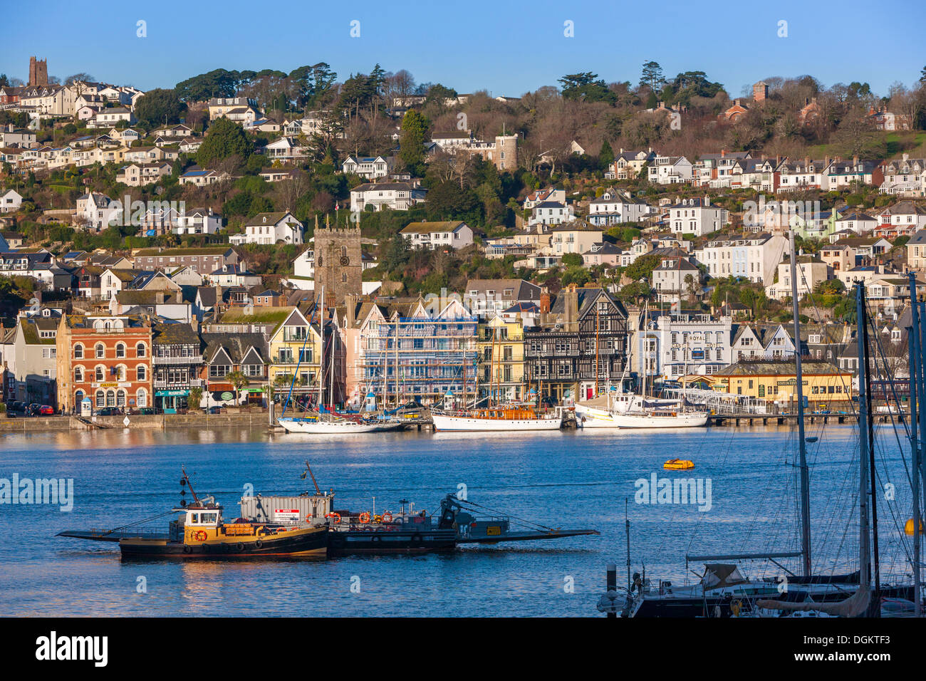 River Dart estuary with Dartmouth in the background Stock Photo - Alamy