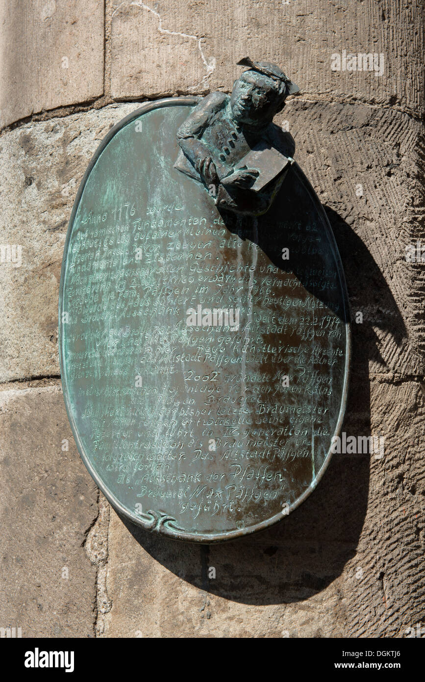 Bronze plaque with information about Braugasthaus Paeffgen, Cologne ...