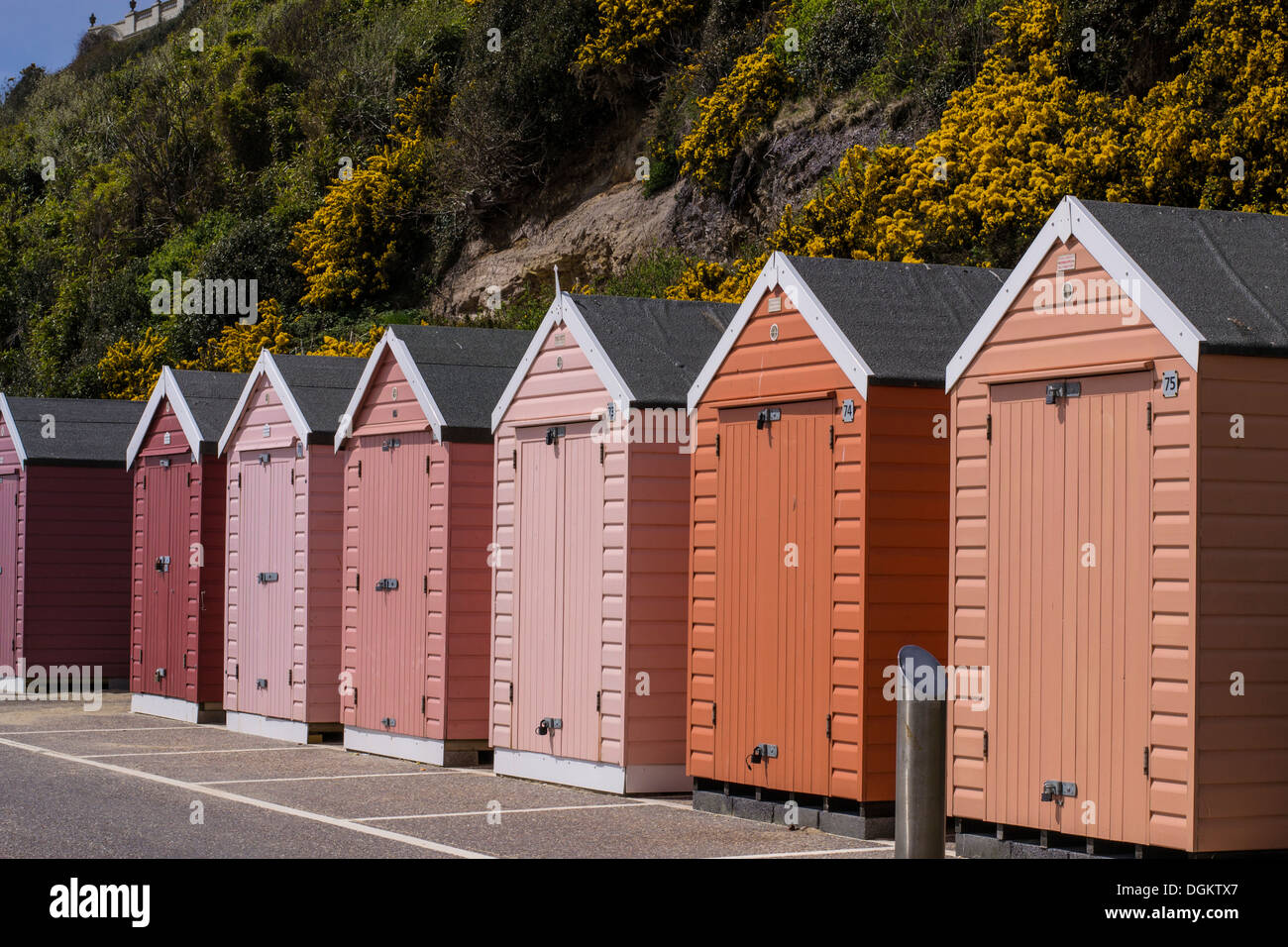 Colourful beach huts on Bournemouth beachfront Stock Photo - Alamy