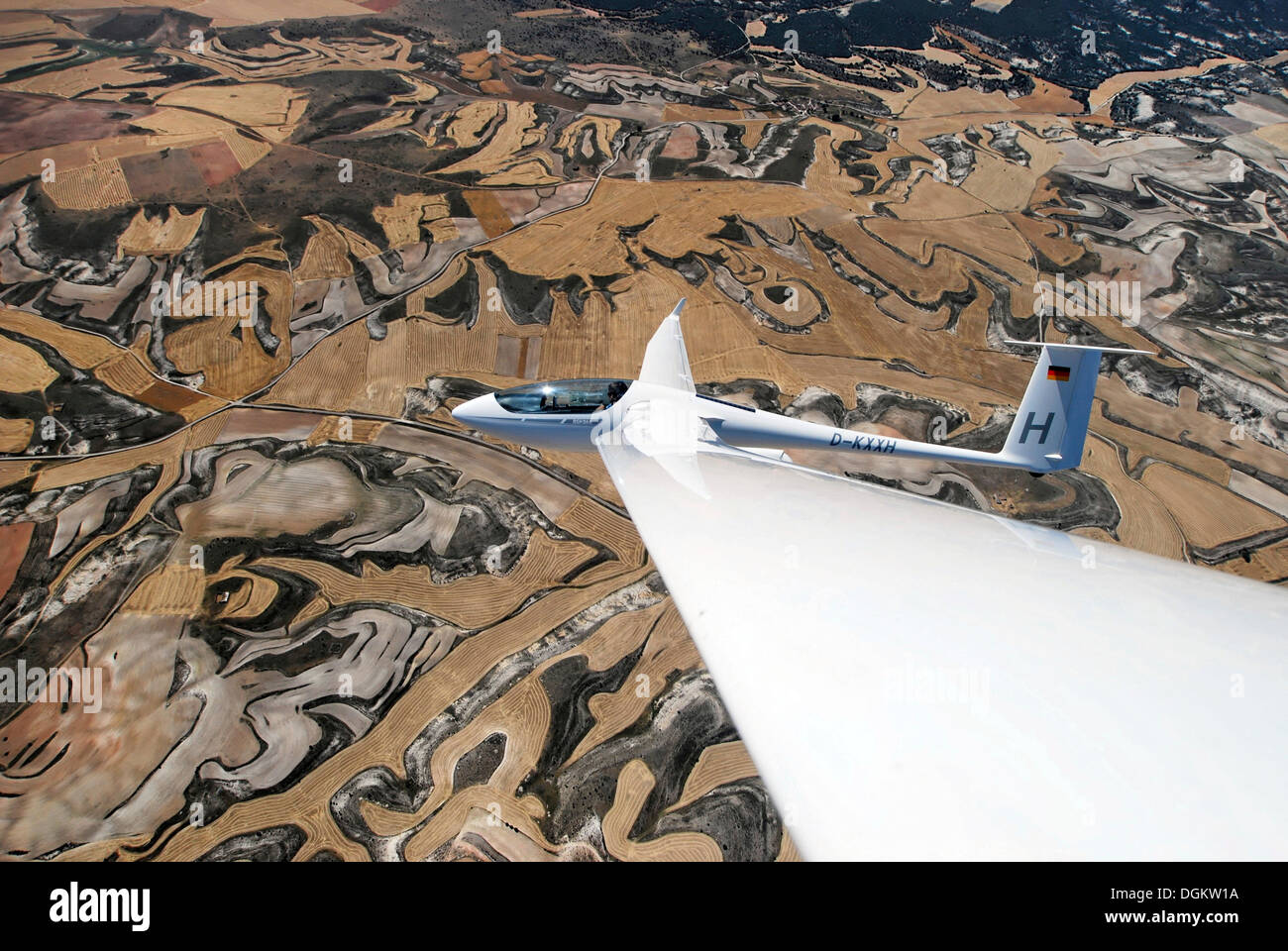 Aerial view, type ASH 26 E glider fkying over the Castillian ...