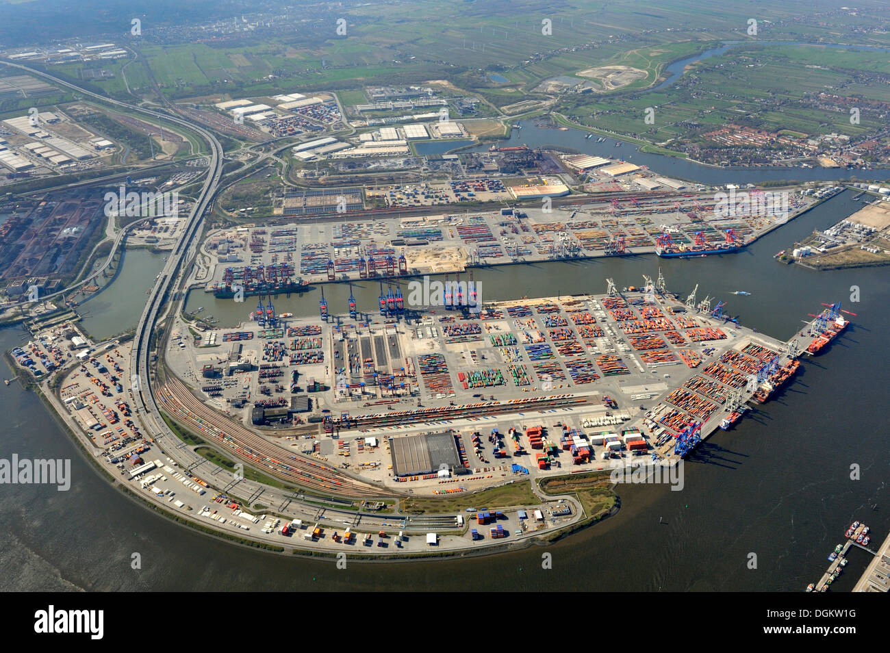 Aerial view, container port, Hamburg, Hamburg, Germany Stock Photo - Alamy