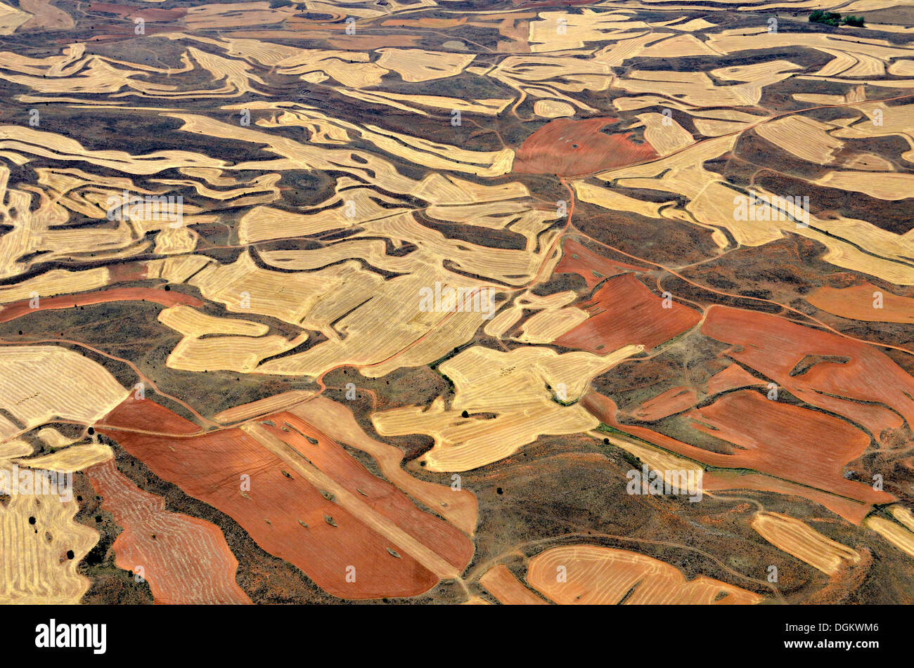 Aerial view, Castilian countryside, Soria, Castile and León, Spain ...
