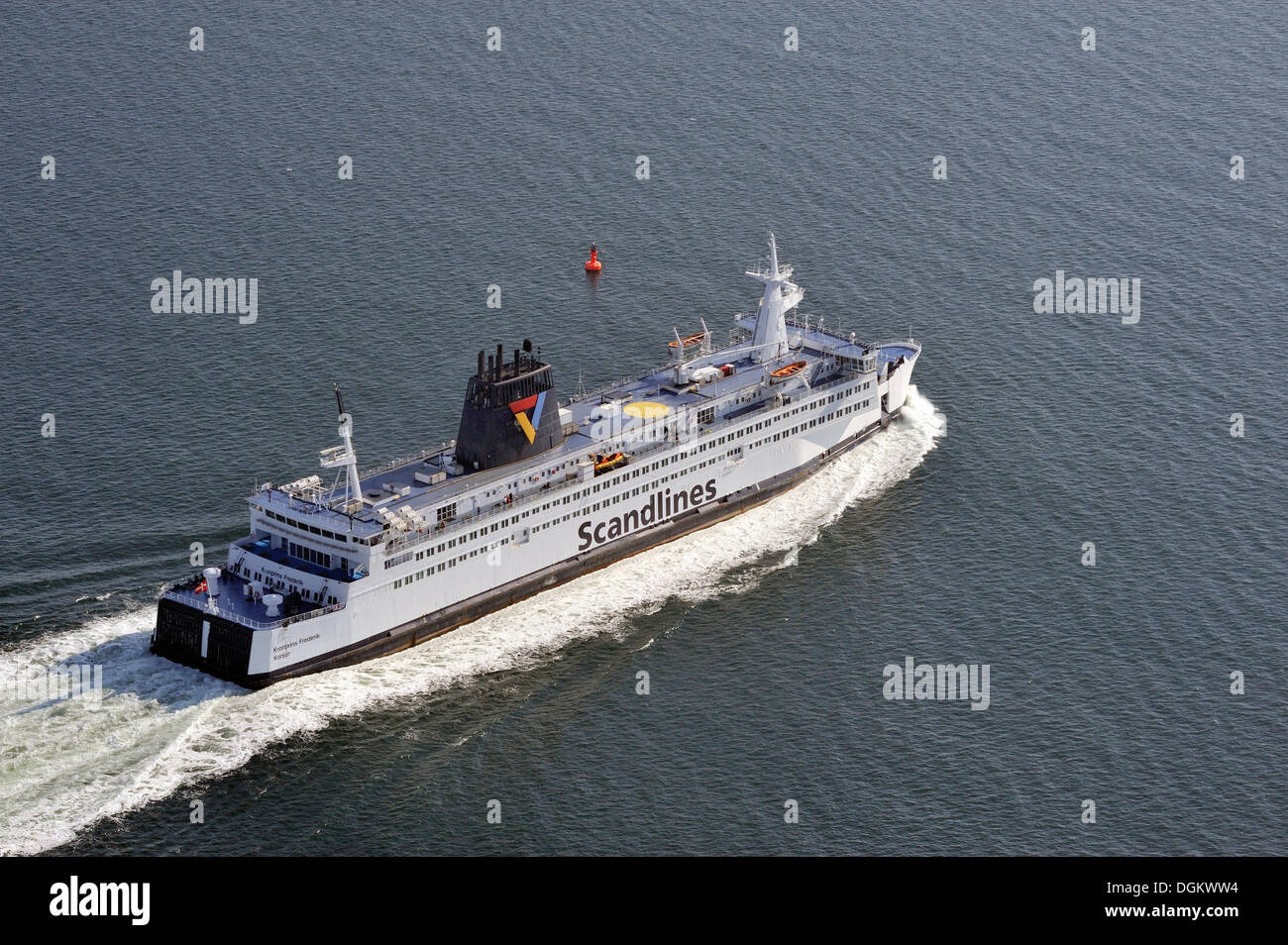 Aerial view, Scandlines ferry, Kronprins Frederik, Rostock, Rostock ...