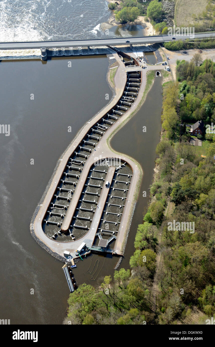 Fish ladder or fish facility on the Elbe River, Geesthacht, Schleswig ...