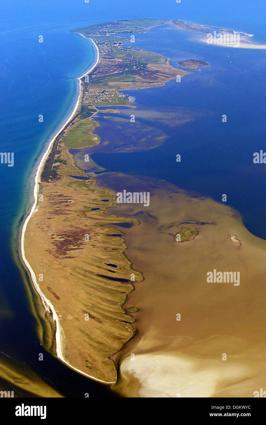 Aerial view, Hiddensee island, Hiddensee, Hiddensee, Mecklenburg ...