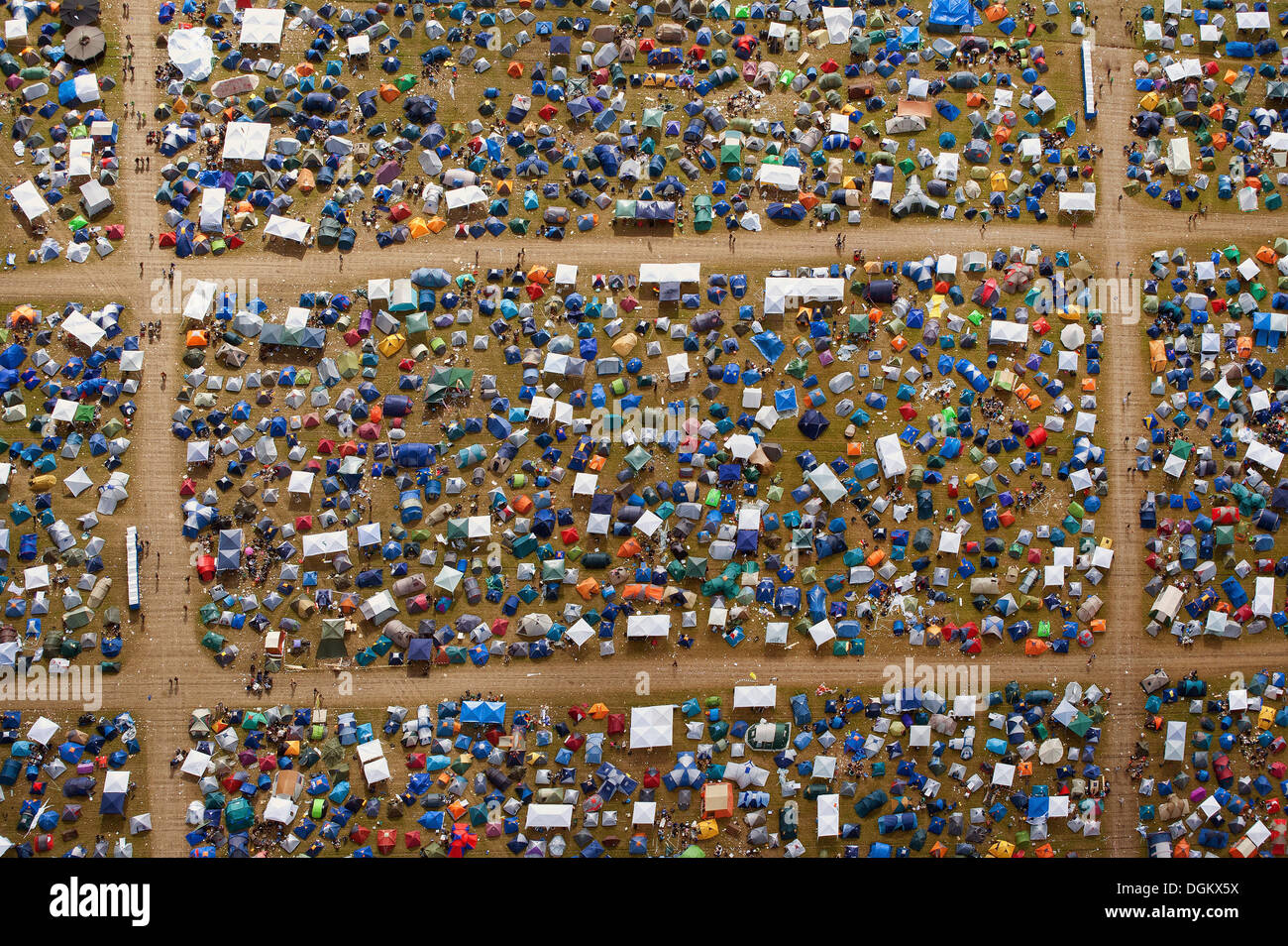 Aerial view, camping area with tents, Hurricane Festival, Scheessel ...