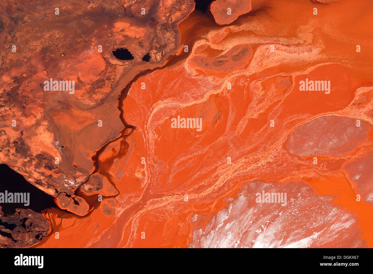 Aerial view, red mud or red sludge deposits, Stade, Stade, Lower Saxony ...