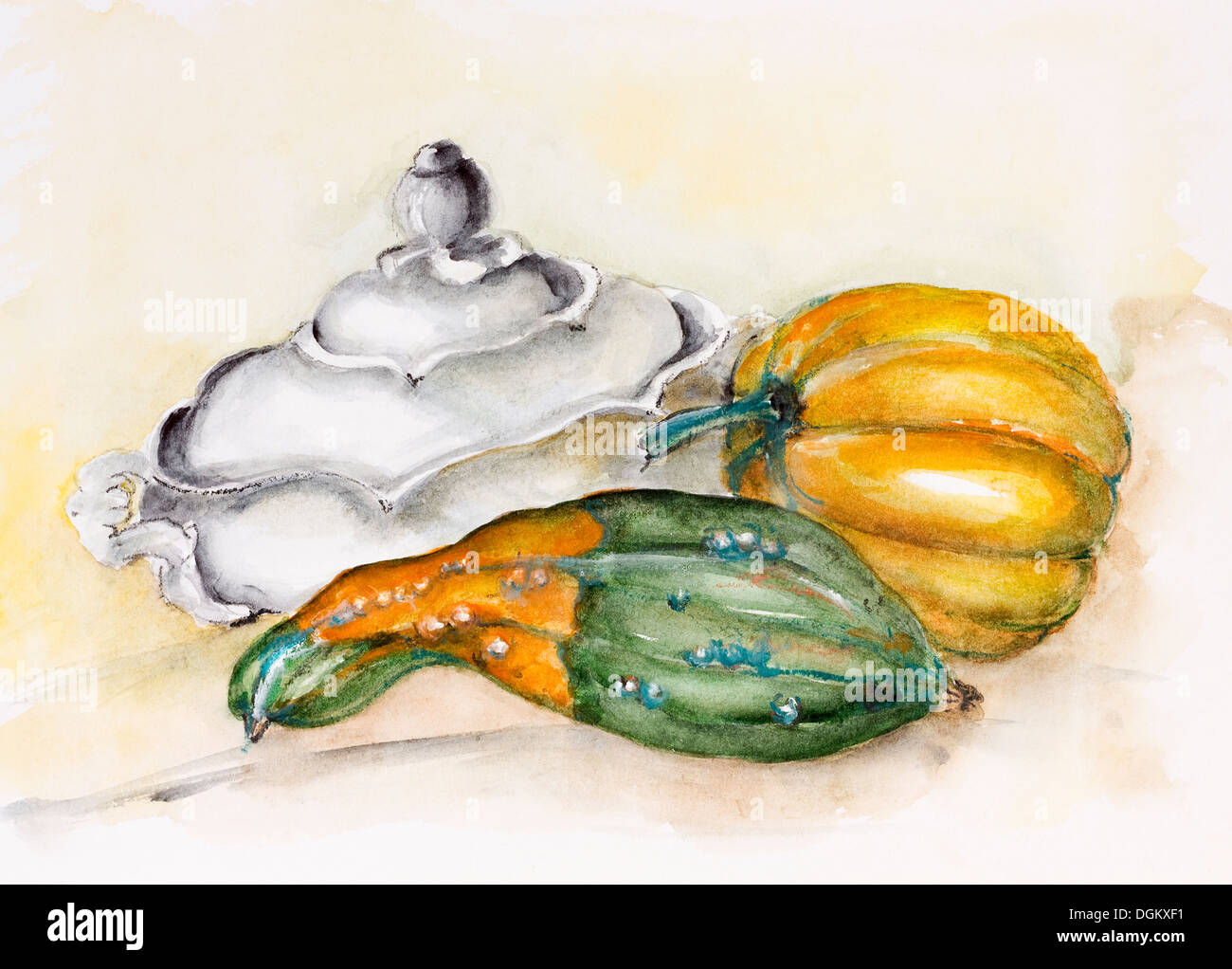Decorative Halloween pumpkins still life- handmade watercolor art ...