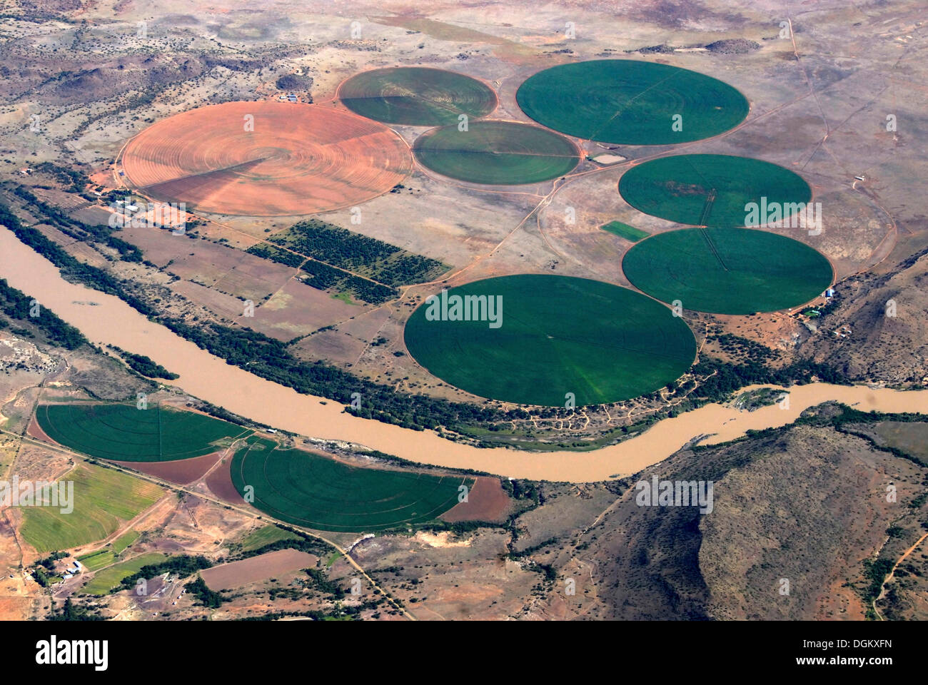 Aerial view circular fields irrigation hi-res stock photography and ...