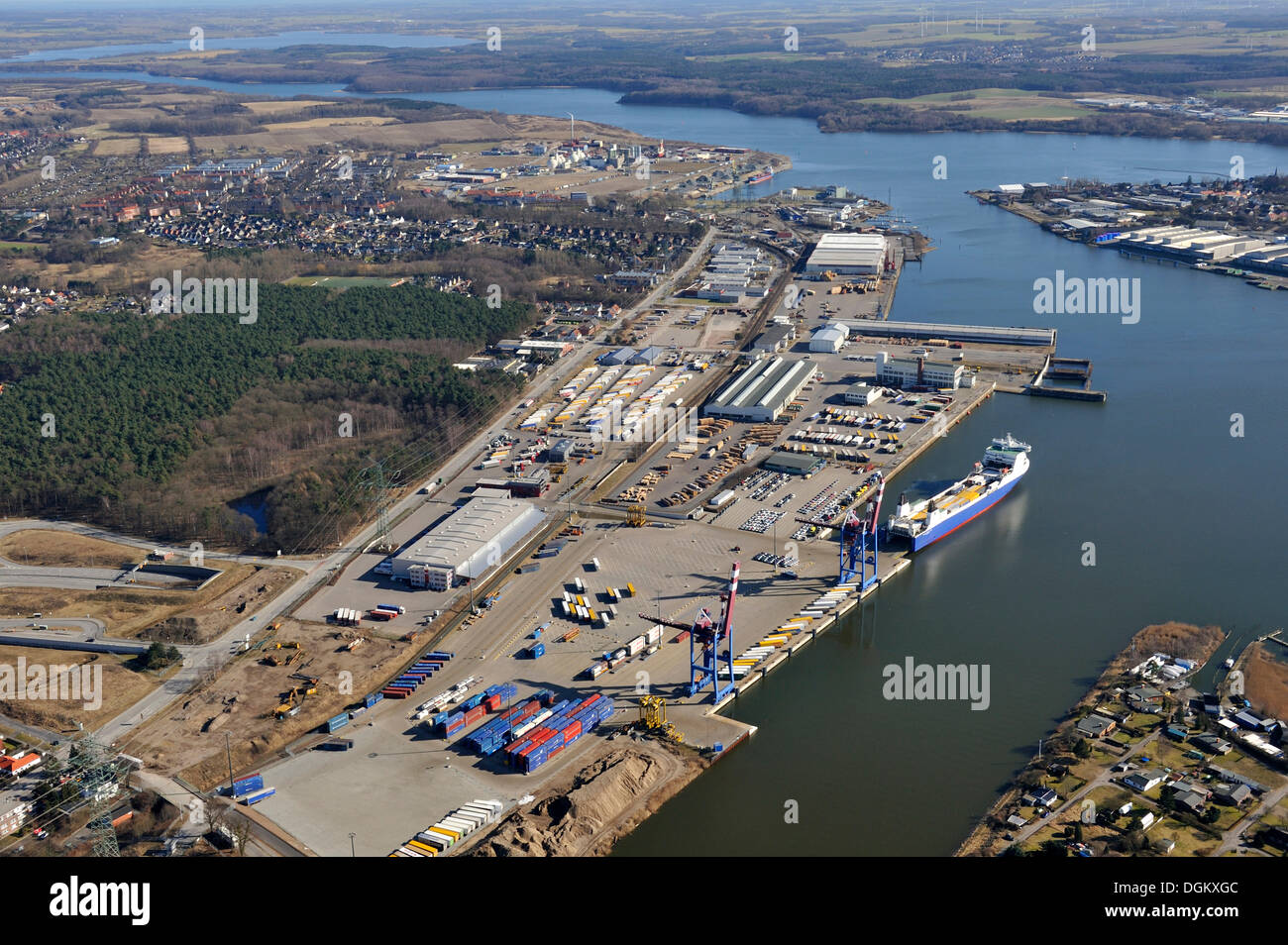 Aerial view, Terminal Seelandkai in the Port of Luebeck, Lübeck ...