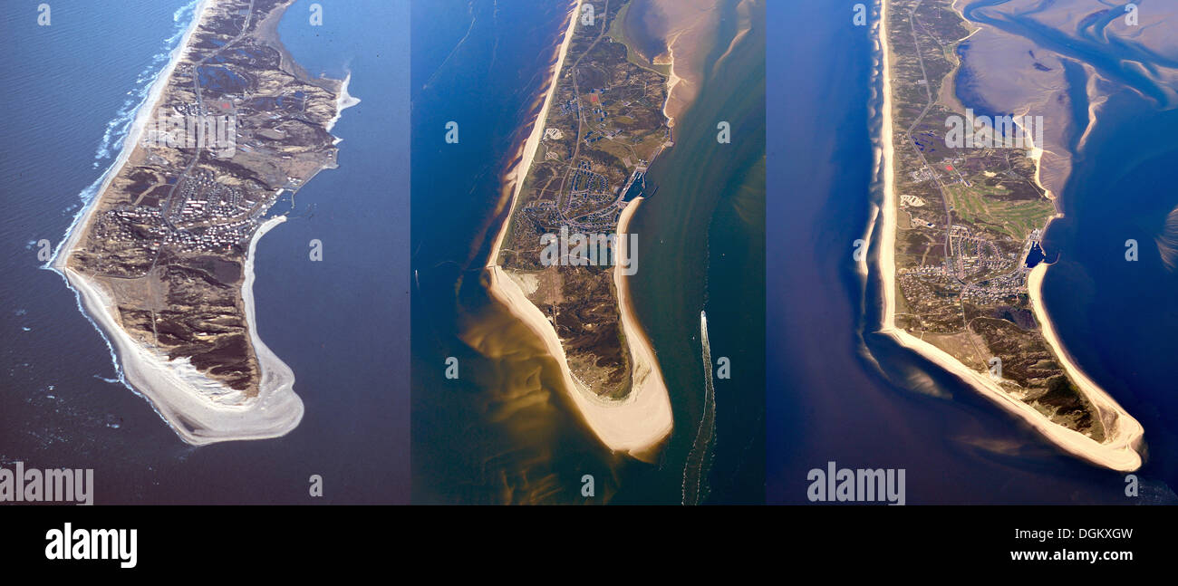 Aerial view, southern tip of Sylt, image comparison of the years 2000 ...