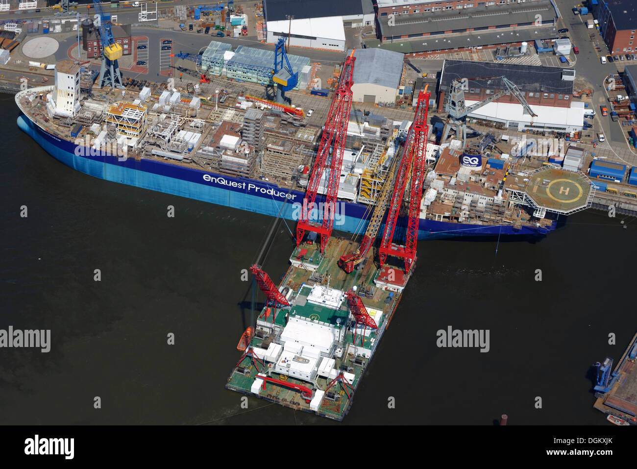 Aerial view, special ship "Enquest Producer" at the Blohm + Voss ...