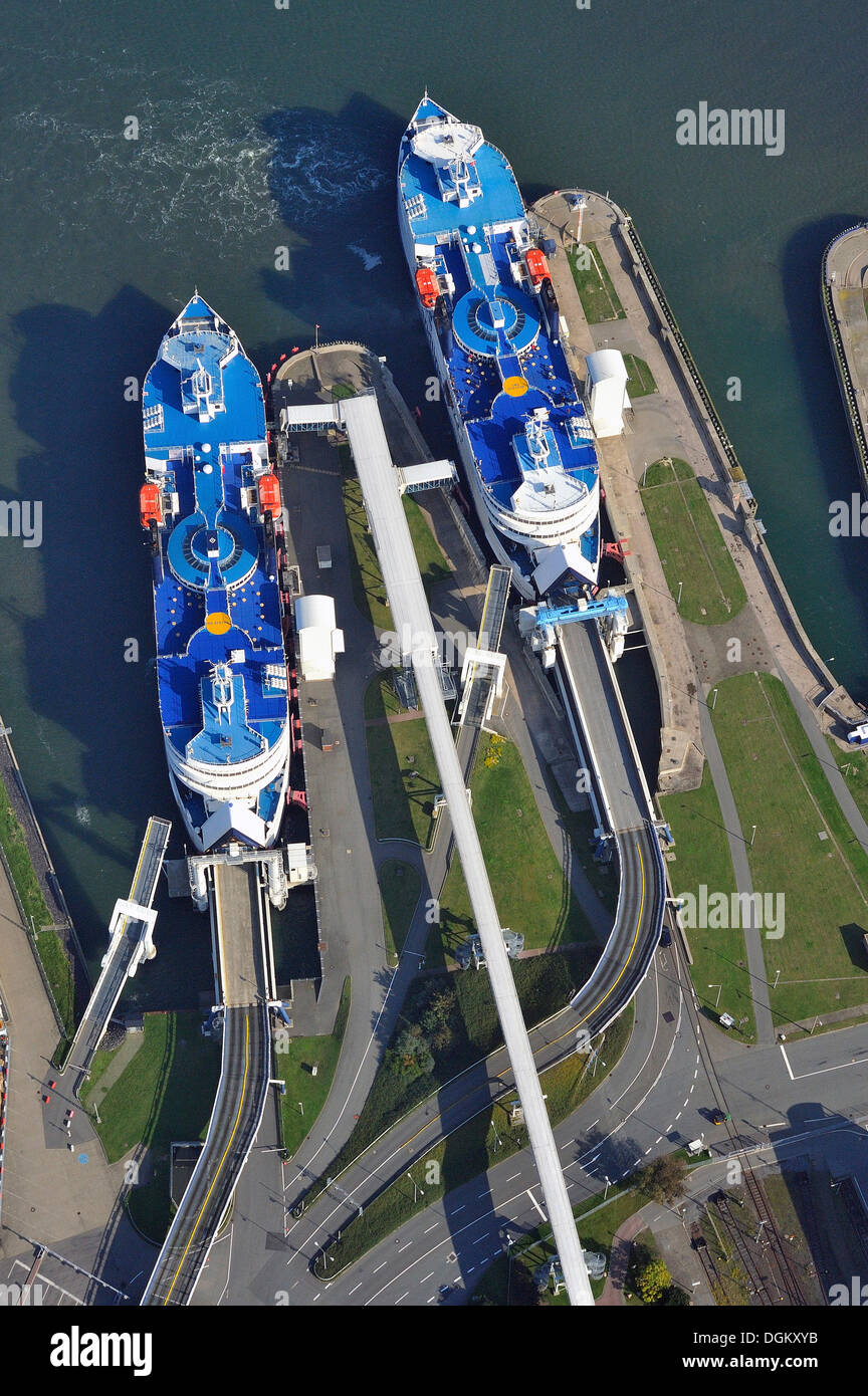 Aerial view, Puttgarden ferry port, Puttgarden, Fehmarn Island ...