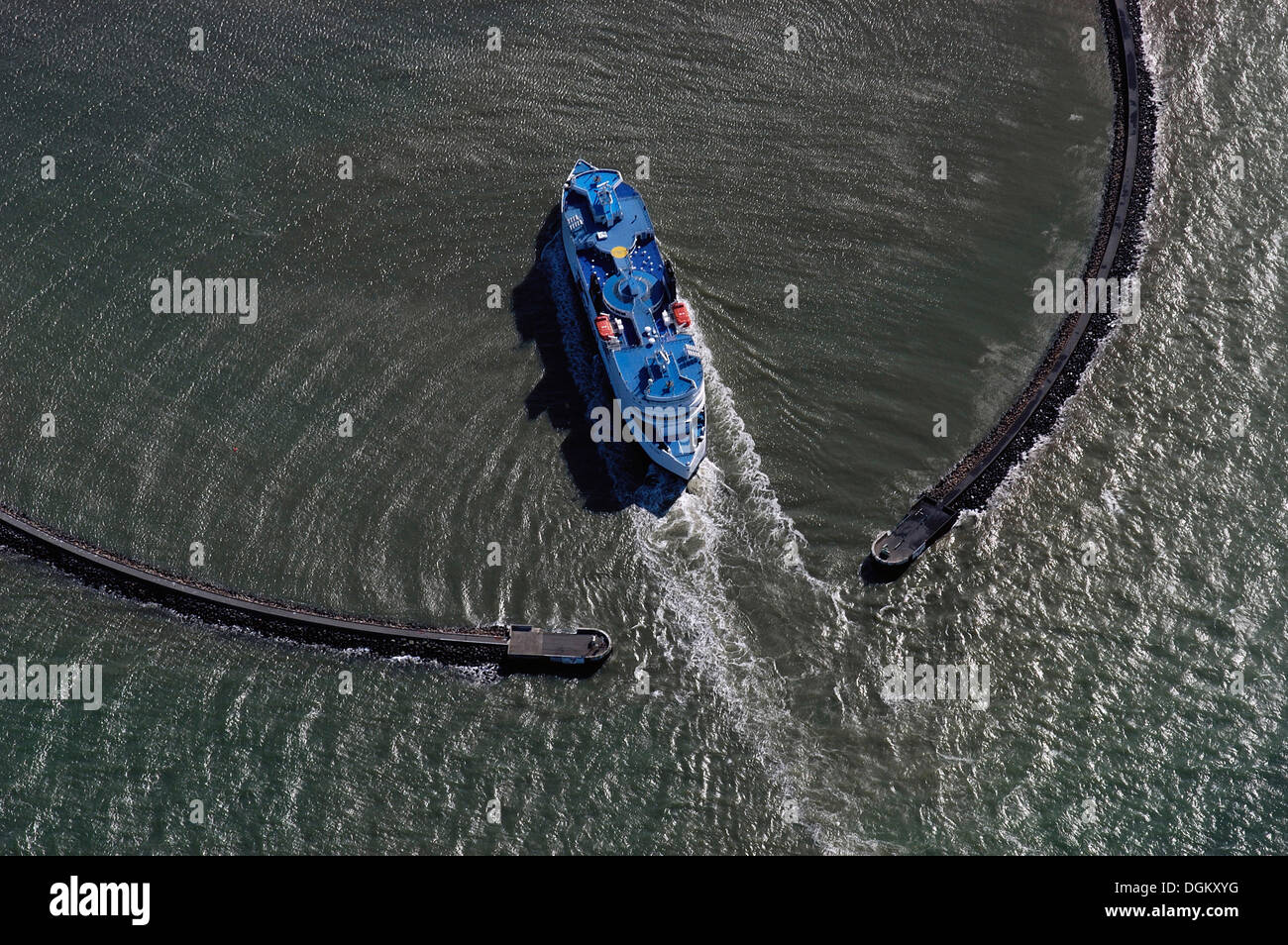 Aerial view, Puttgarden ferry port, Puttgarden, Fehmarn Island ...