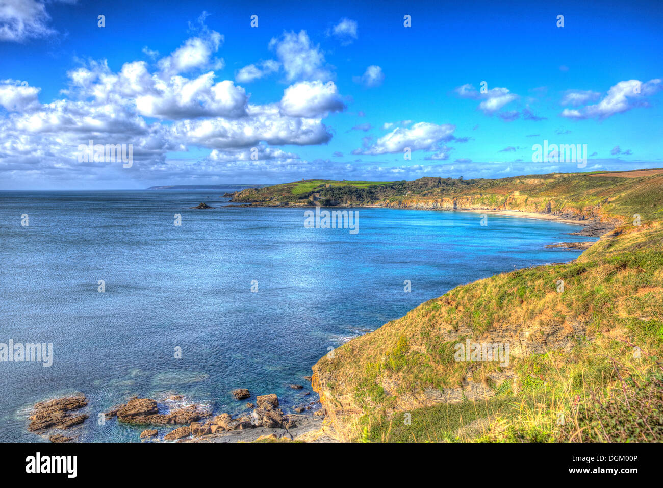 The beautiful sandy beaches in cornwall england hi-res stock ...
