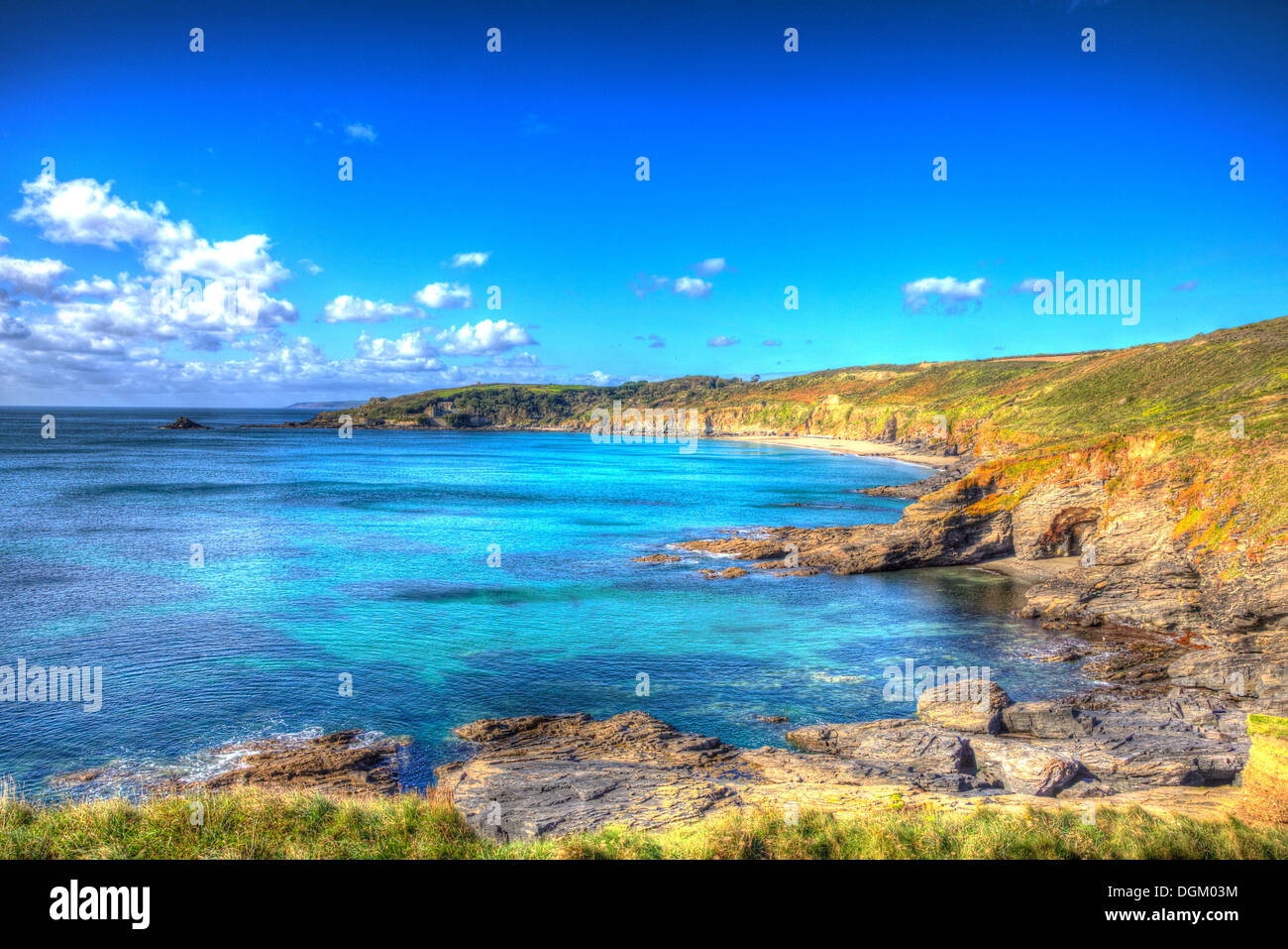 The beautiful sandy beaches in cornwall england hi-res stock ...