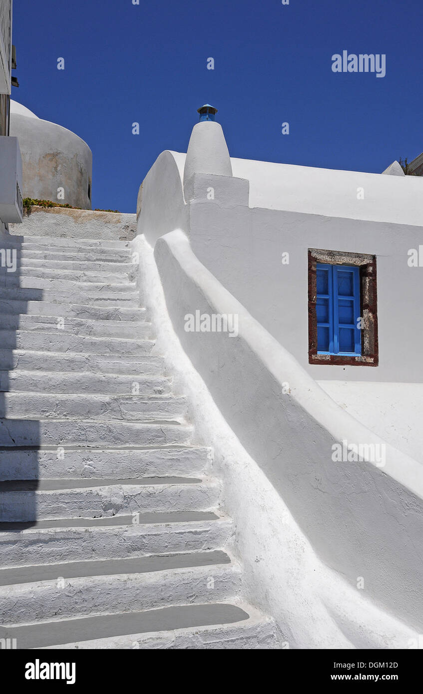 White stone stairs, Fira, Santorini, Greece, Europe, PublicGround Stock ...