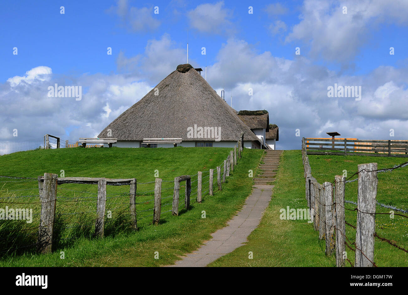 Thatched house, Hamburger Hallig, North Frisia, Schleswig-Holstein ...