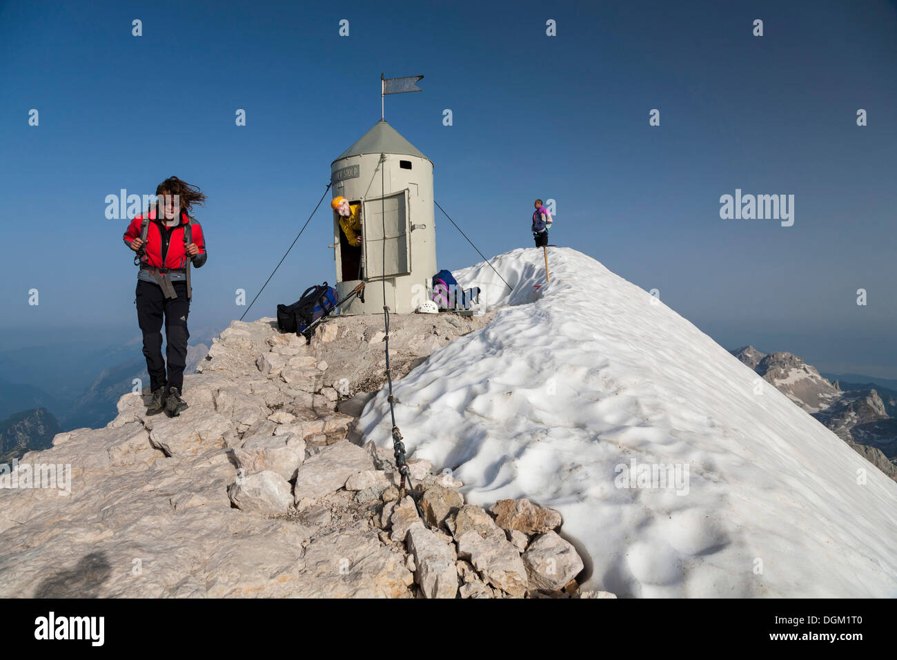 Summit of Triglav Mountain with Aljaž Tower or Triglav Tower, Triglav ...