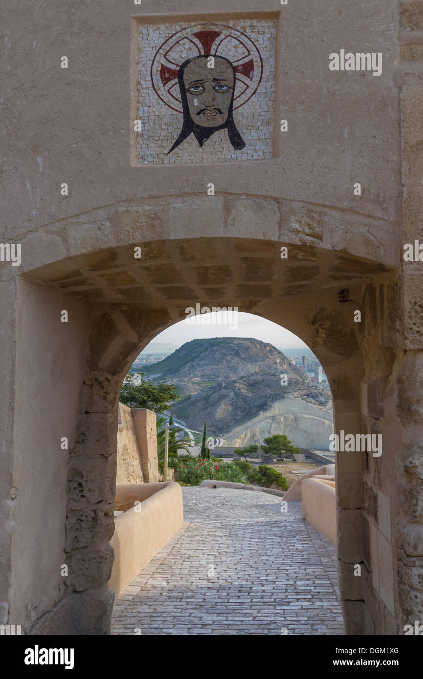 Spain Alicante, Santa Barbara castle gateway Stock Photo - Alamy