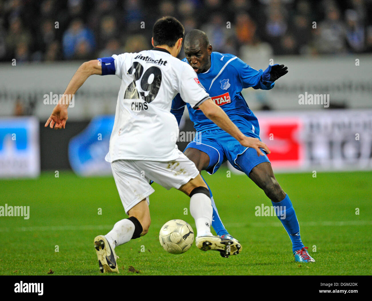 CHRIS duel, Eintracht Frankfurt football club, left, Demba BA vs. TSG ...