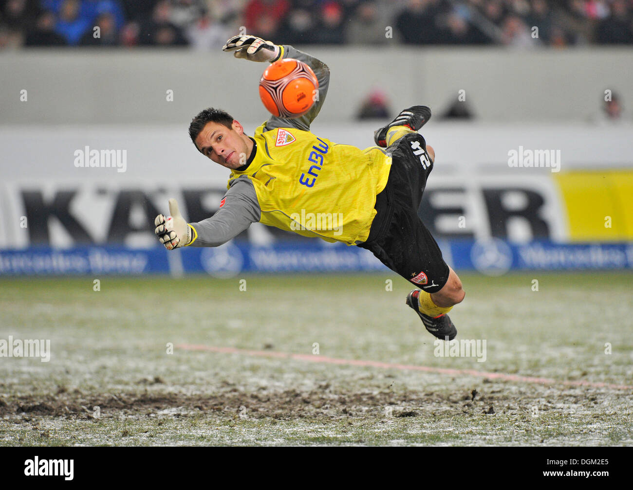 Goalkeeper Sven ULREICH, VfB Stuttgart, making a superb save Stock ...