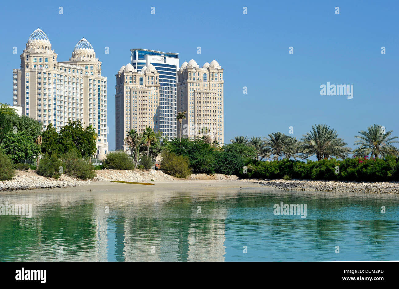 Falcon and Pearl Towers, Doha Hilton Hotel, Doha, Emirate of Qatar ...