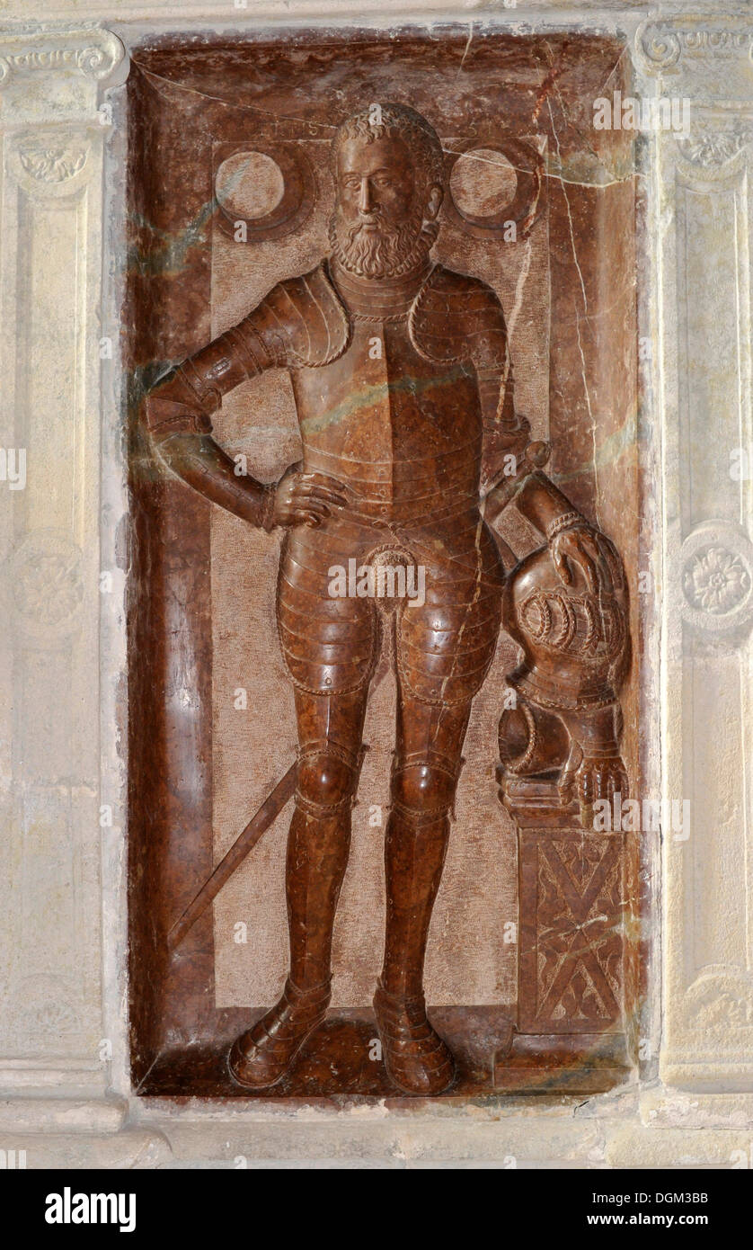 Stone bust of Graf Christoph Perger zu und auf Clam, castle chapel ...
