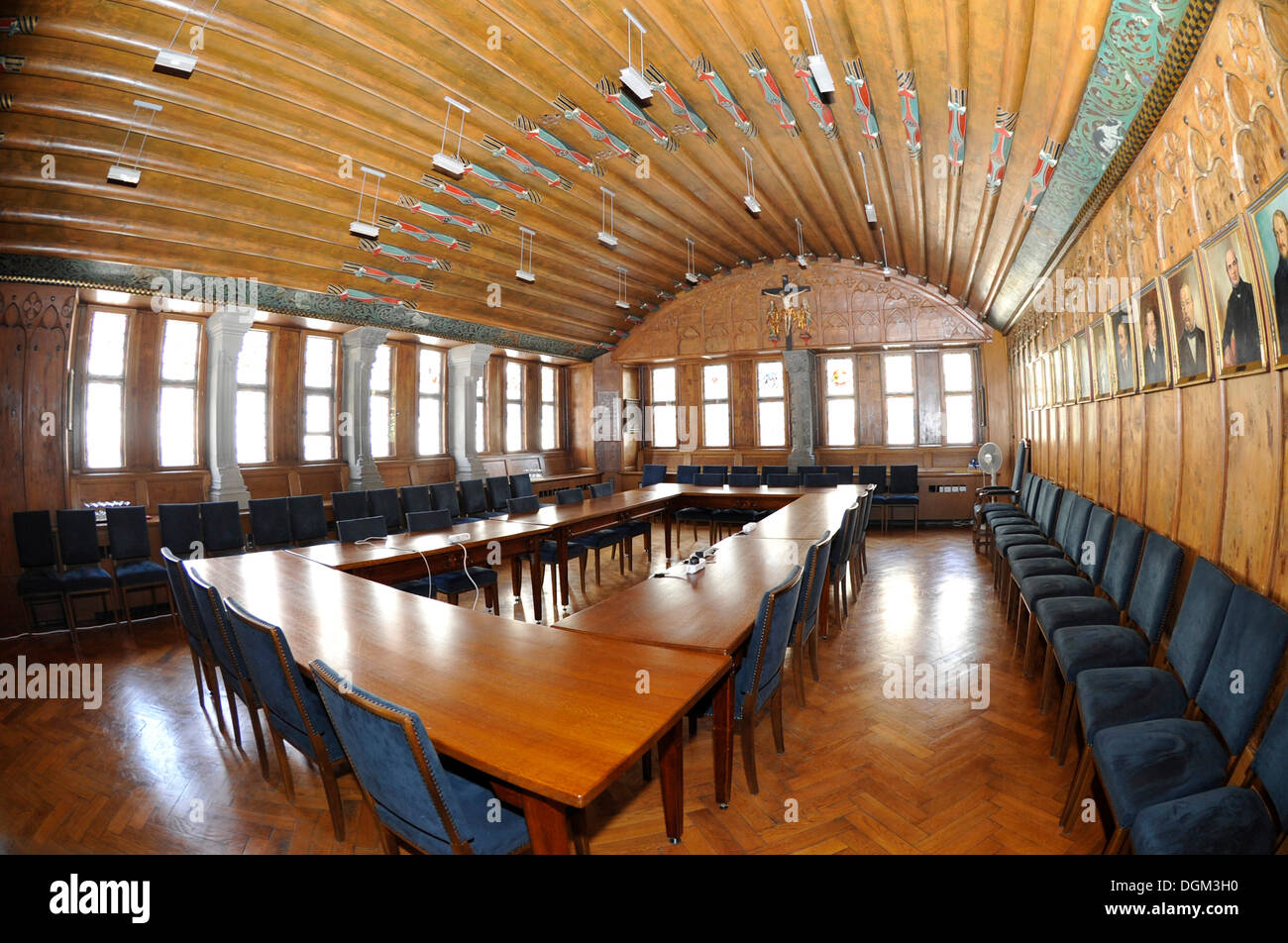 Interior, assembly hall, town hall, Ravensburg, Baden-Wuerttemberg ...