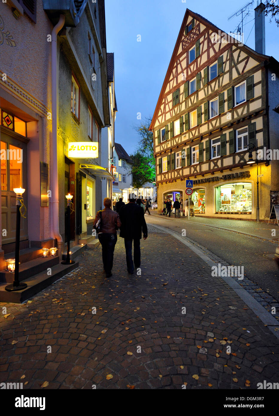 Waiblingen Leuchtet, illumination, old town, half-timbered houses ...