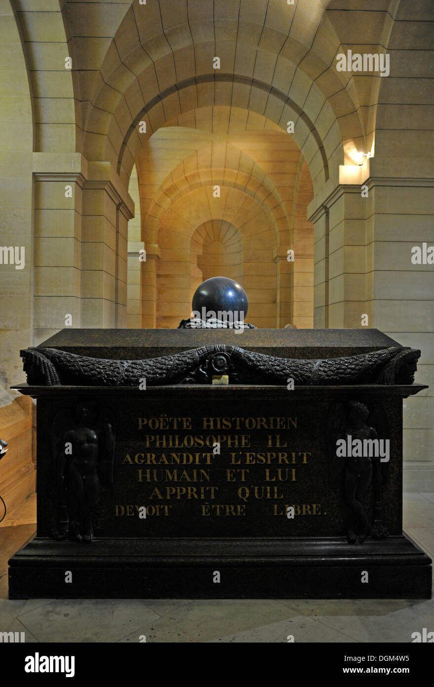 Interior with the honorary grave of François Marie Arouet Voltaire ...