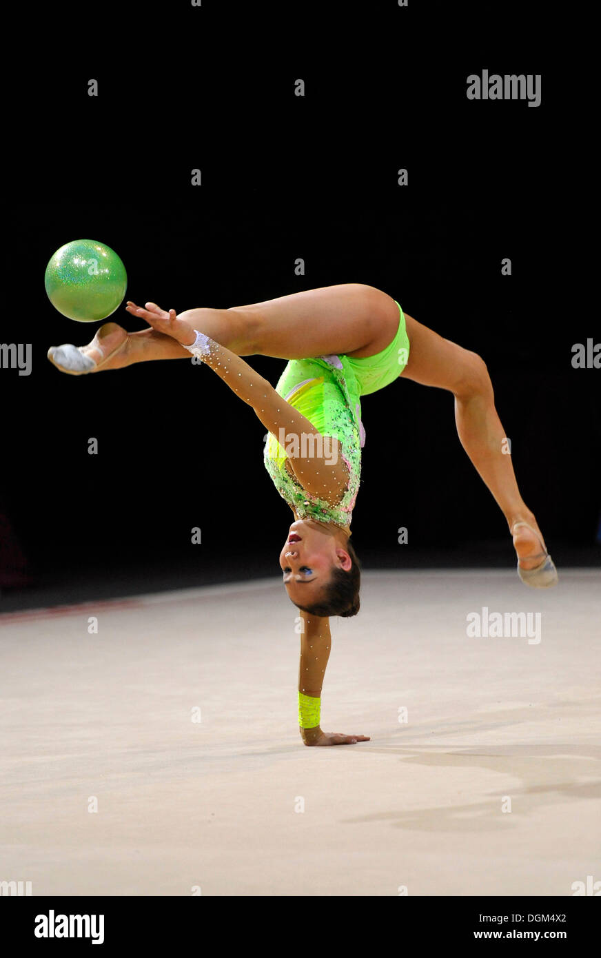 Aliya Garayeva, AZE, with ball, rhythmic gymnastics, Grand Prix Thiais ...